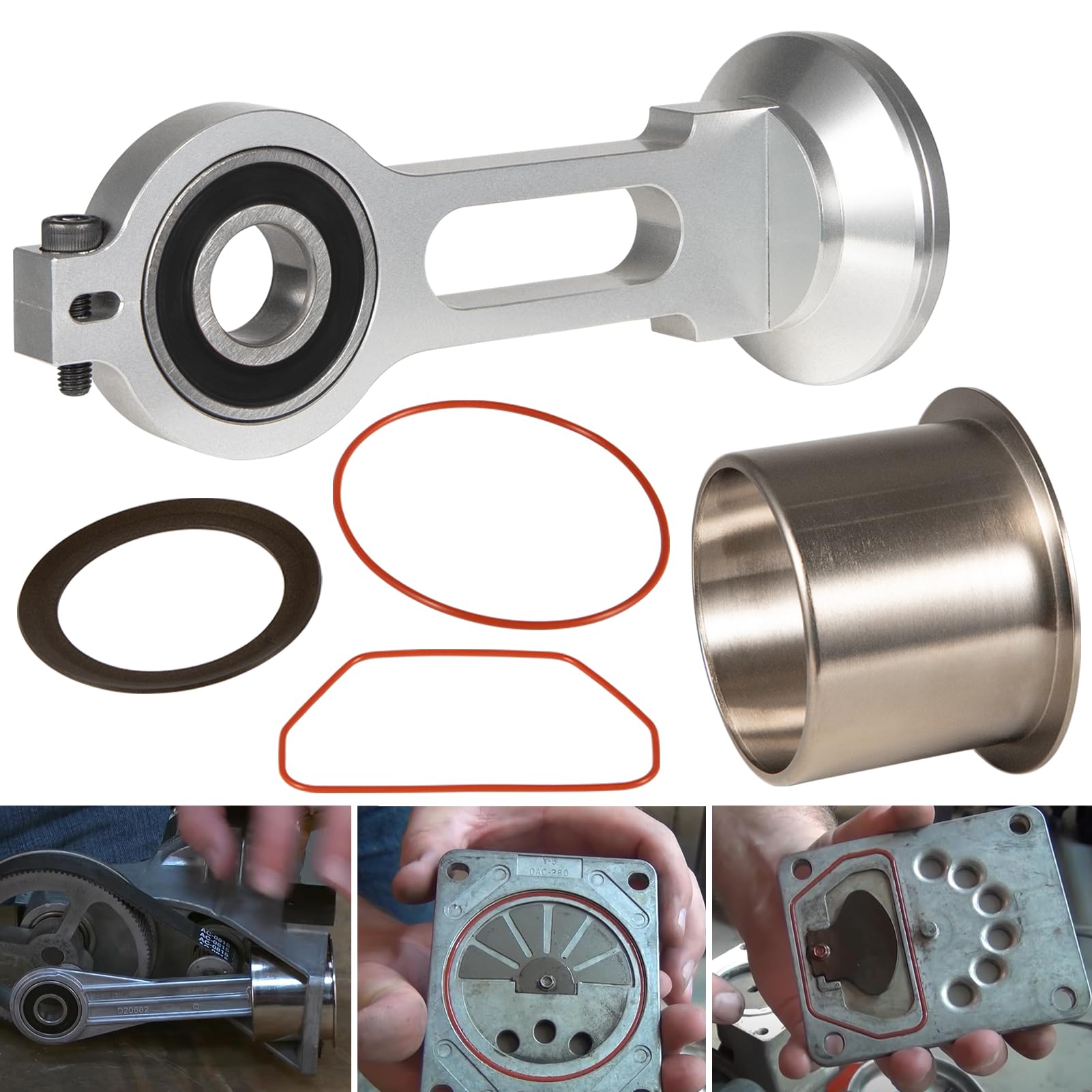 KK-4835 Compressor Piston Kit Connecting Rod Replacement Kit w/Piston Bearing for Sears Craftsman Porter Cable Dewalt Devildiss Oil Free Air Compressor Pump KK-4835 KK-5081 A02743