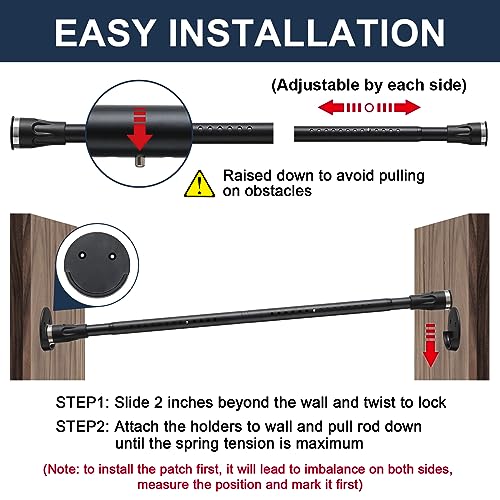 Shower curtain rod,Black shower curtain rods No Drilling Expandable Spring Loaded Curtain Tension Rod Adjustable 43 to 73 inch doesn't rust