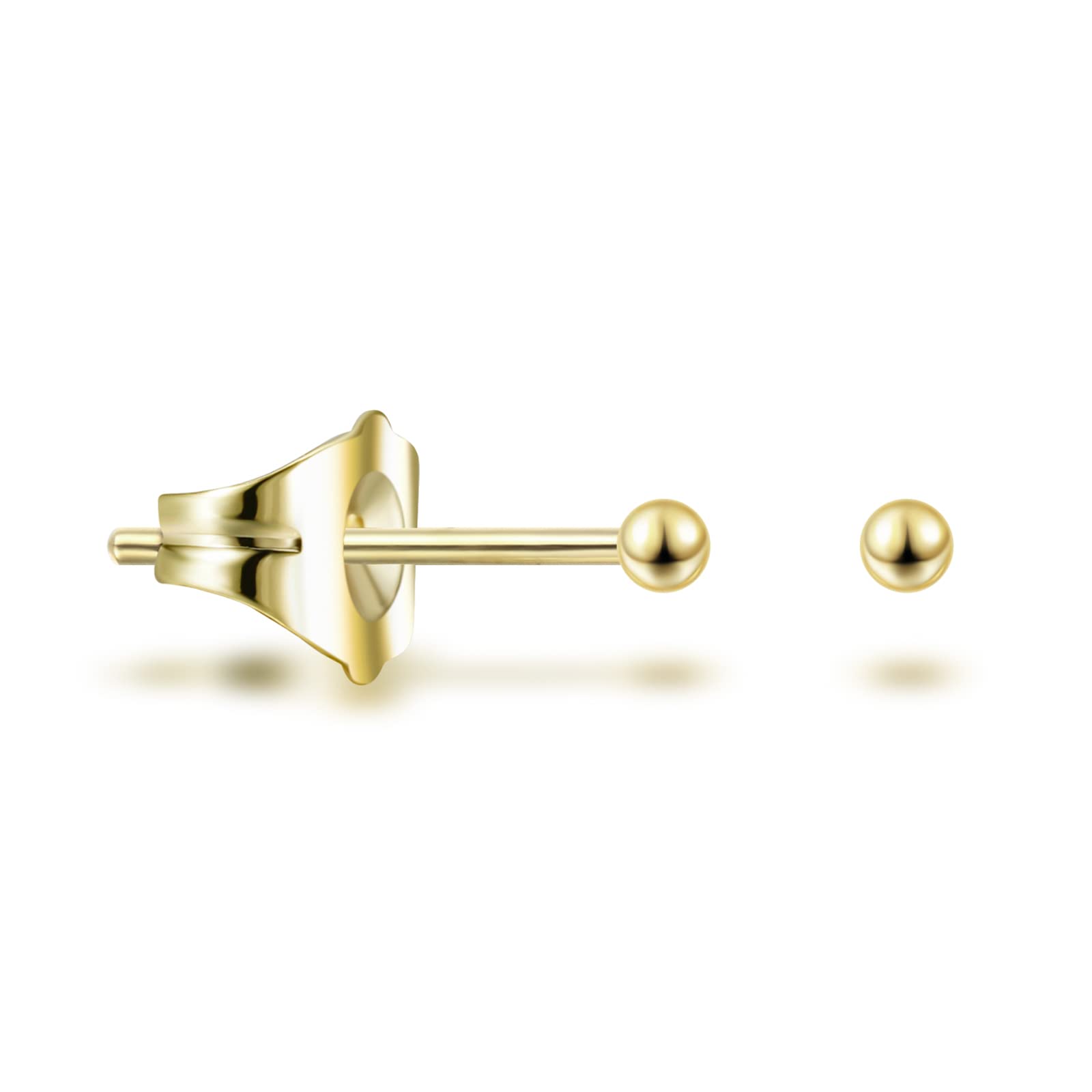 Dabestapp 14K Gold Plated CZ Stud Earrings Simulated Diamond Hypoallergenic Piercing Ear Studs Set 2mm /3mm/4mm/5mm for womens and girls(4Pairs )