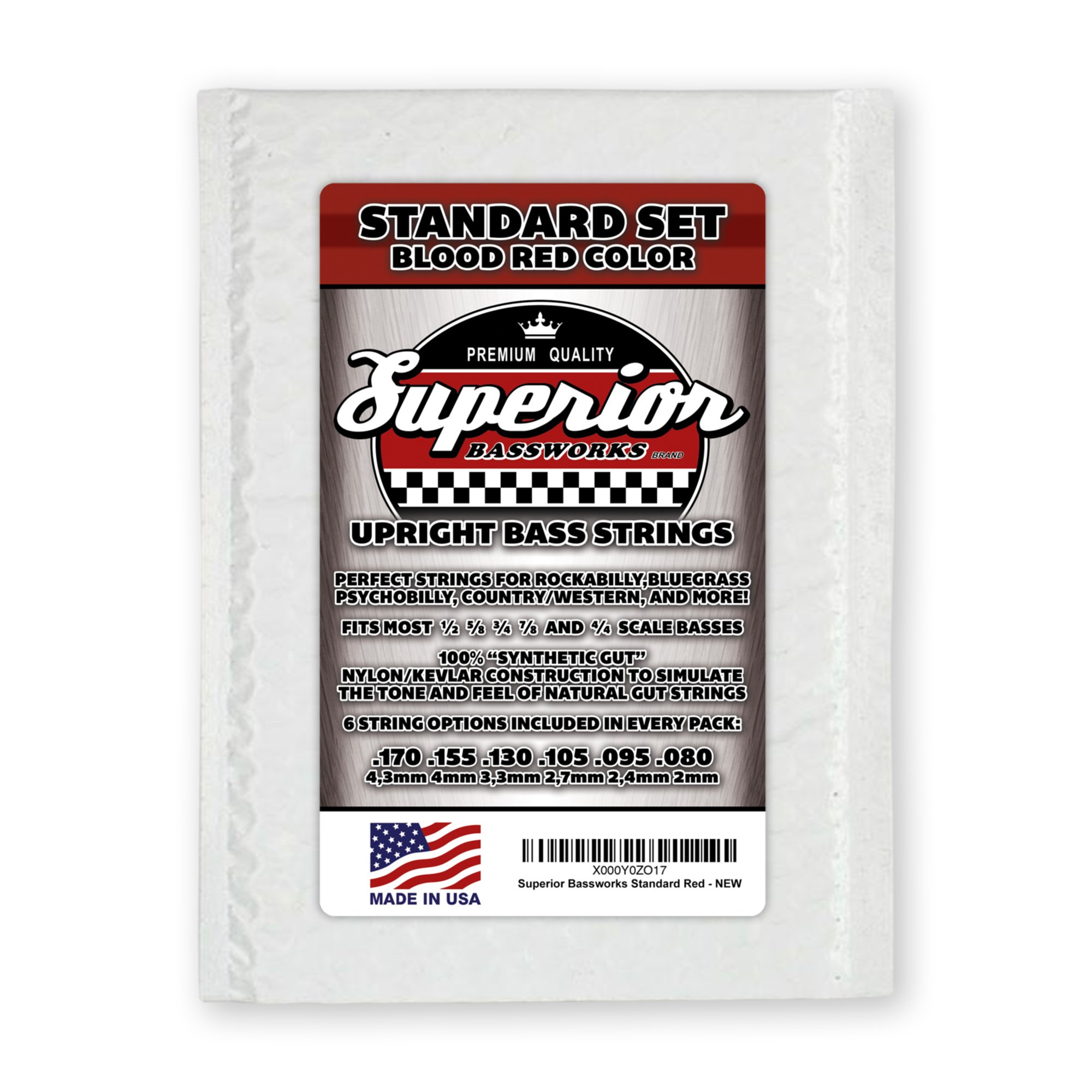 Superior Bassworks STANDARD Upright Double Bass Strings Blood Red Color FULL SET