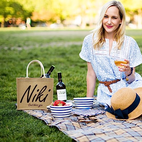 JIAWEI Custom Burlap Bag Jute Burlap Tote Bags, Present Bag with Handles,Reusable Beach Bag Custom Twelve Constellations