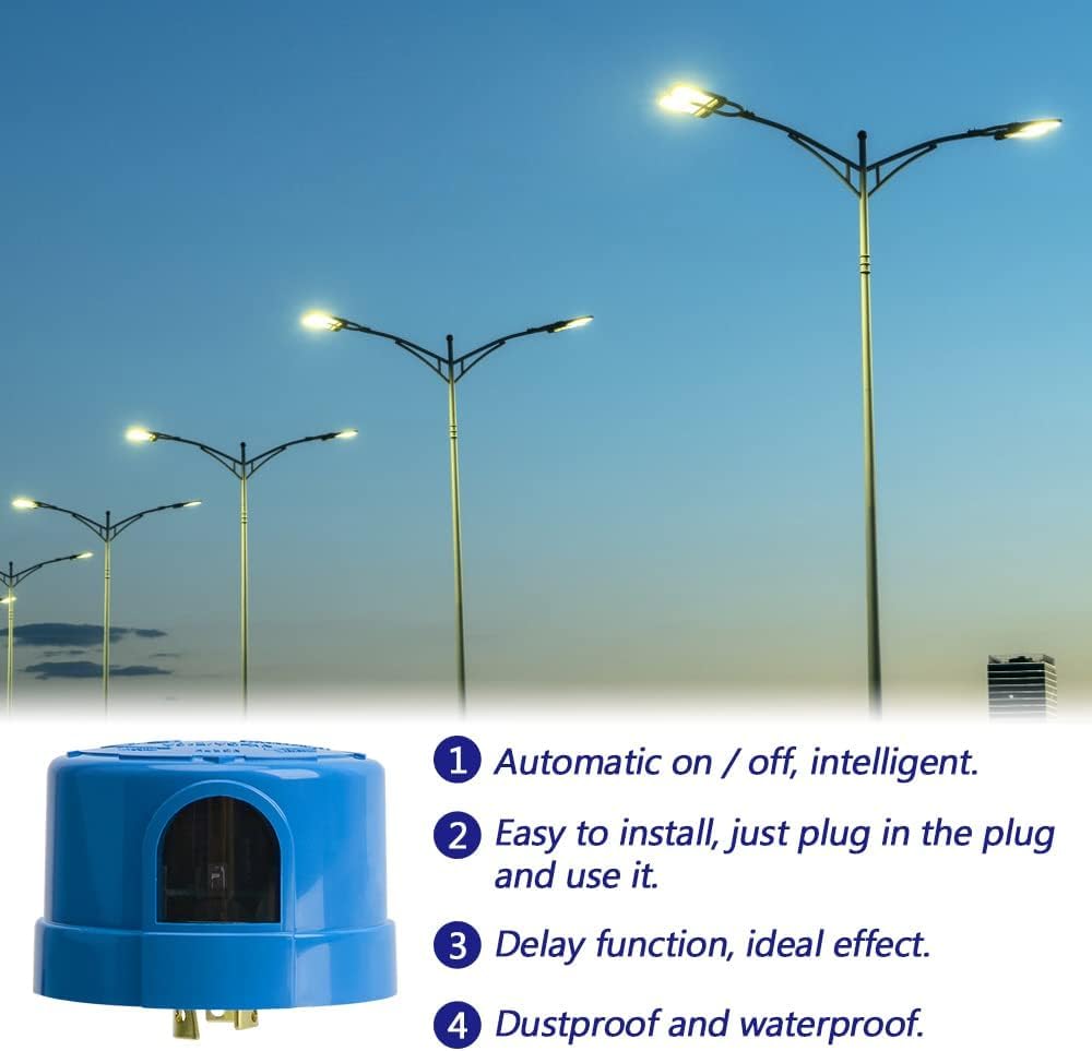 Generic RUIAN Twist Lock Photocell for Outdoor Light NK-CA/E10A Auto On Off Photo Sensor Switch Dusk to Dawn Light Control for LED Street/Barn Light Parking Lot Light Area Light, Blue