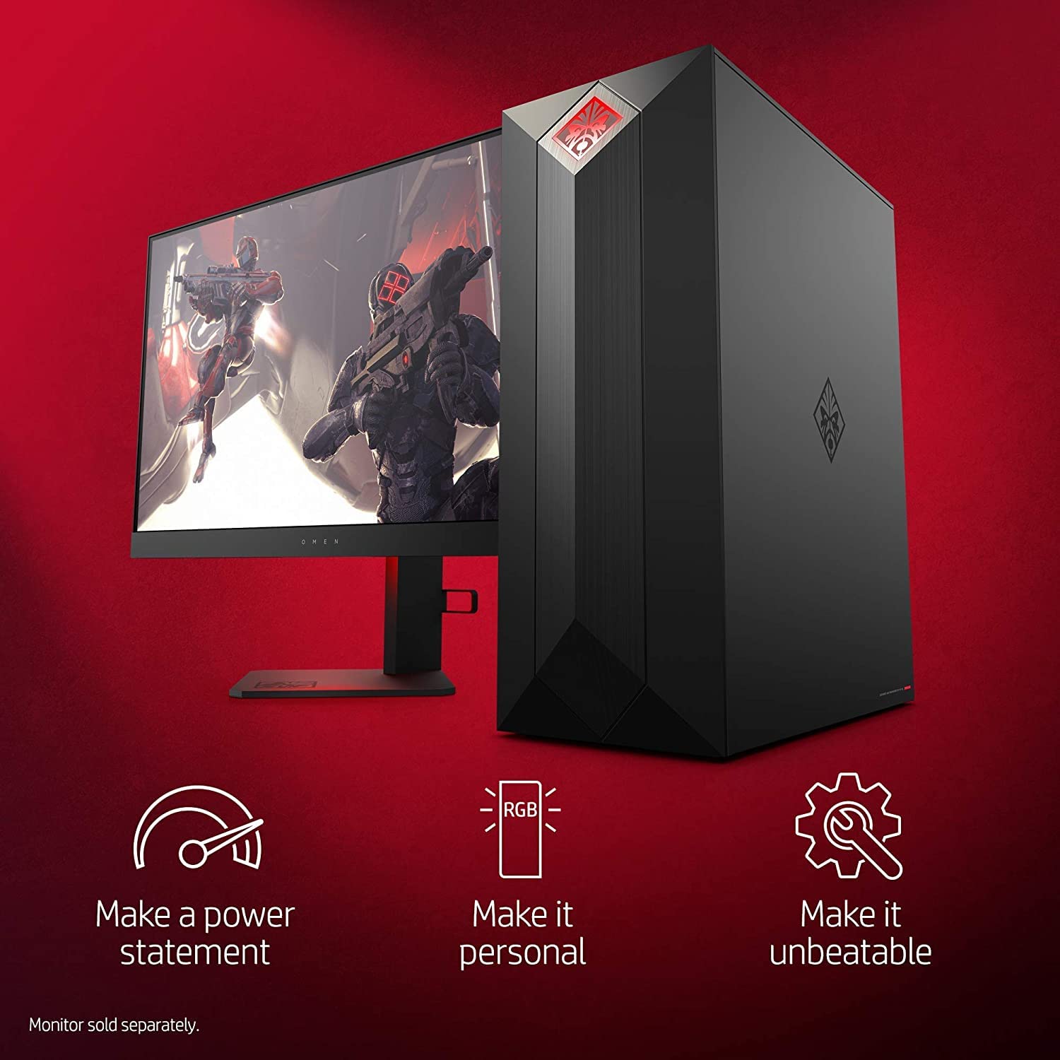 HP OMEN Obelisk 875-1009 Gaming Desktop Computer, Intel Core i7 i7-9700K, NVIDIA GeForce RTX 2070, 16 GB DDR4 RAM, 1TB HDD, 256GB SSD, Windows 10 Home, Gaming Desktop PC, USB ports, HDMI (Renewed)