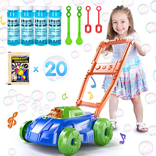 TEMI Bubble Lawn Mower for Toddlers 3 4 5 6 7 8, Push Toys for Kids, Bubble Machine, Summer Outdoor Backyard Gardening Toys, Outside Toys for Toddlers, Christmas, Easter Birthday Gifts
