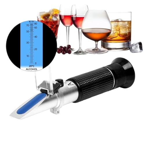KYKYK Refractometer, Handheld 0-80% Alcohol Refractometer for Spirits Household Liquor Brewing Refractometer Alcohol Concentration Detector for Fruit, Homebrewing, Juice, Vegetables