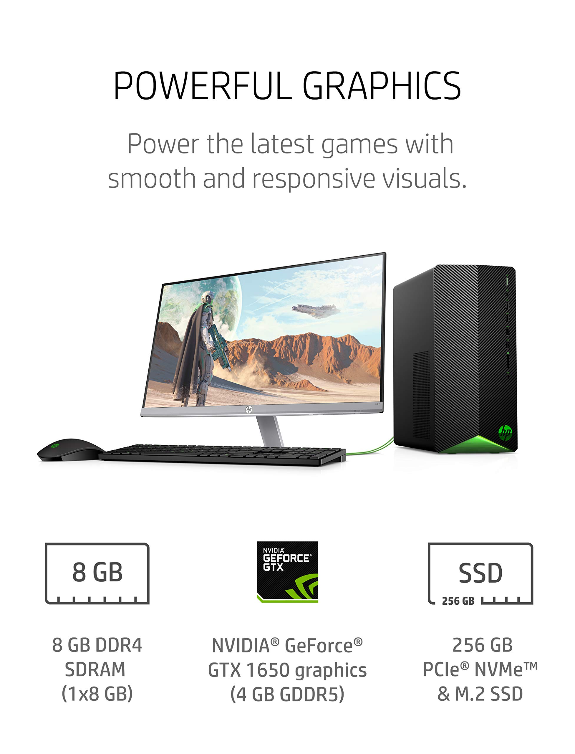 HP Pavilion Gaming Desktop, NVIDIA GeForce GTX 3060, Intel Core i7-11700, 32 GB DDR4 RAM, 1 TB SSD, USB Mouse and Keyboard, Compact Tower Design, Windows 11 Professional