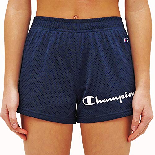 Champion Girls Heritage Foldover Mesh Running Basketball Short 2.75 Inch Inseam (Medium,Varsity Black-Mesh)