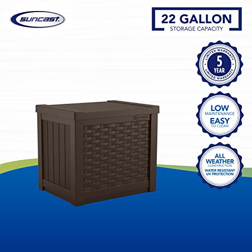 Suncast 73-Gallon Medium Deck Box - Lightweight Resin Indoor/Outdoor Storage Container and Seat, Mocha Brown & 22-Gallon Small Deck Box - Lightweight Resin Indoor/Outdoor Storage Container and Seat