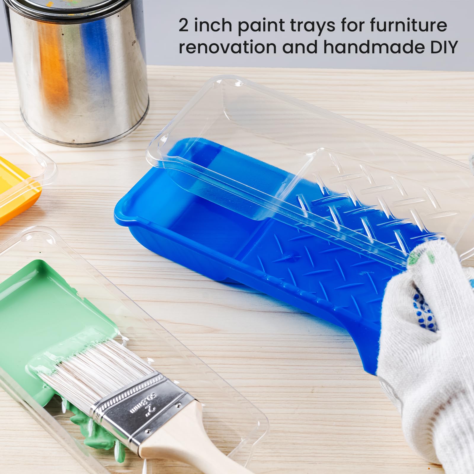 Mister Rui Paint Tray, 23 Pack 2 Inch Paint Tray with Liners, Disposable Paint Roller Trays with Roller Frame, Plastic Paint Tray Liners, Small Paint Trays for Painting