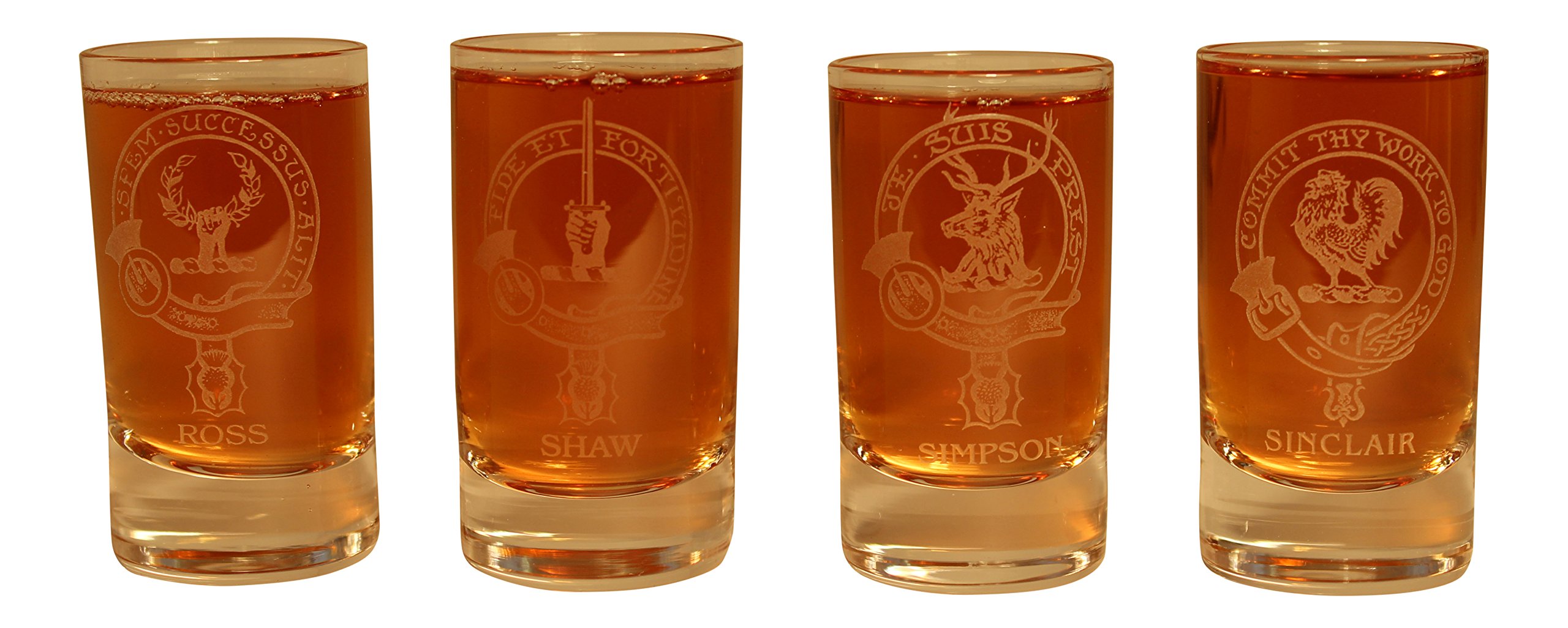 Collins Glencairn Clan Crest Crystal Dram Tot Glass - Ross Shaw Simpson Sinclair