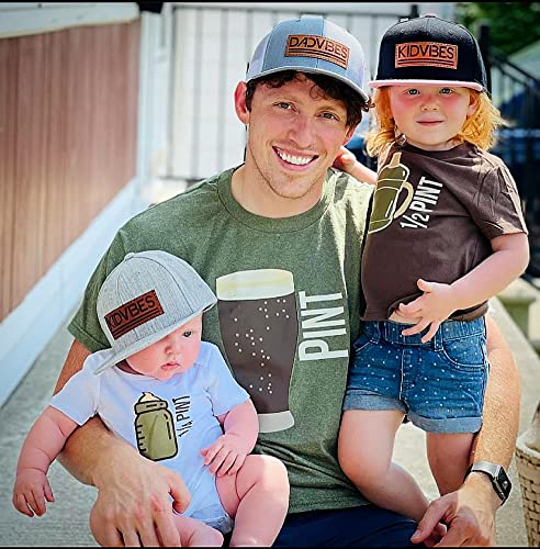 DadBod Apparel DB DadVibes Leather Patch Classic Snapback Hat - Heather Grey/White Mesh - Premium Baseball Cap for Girl Dads and Boy Dads