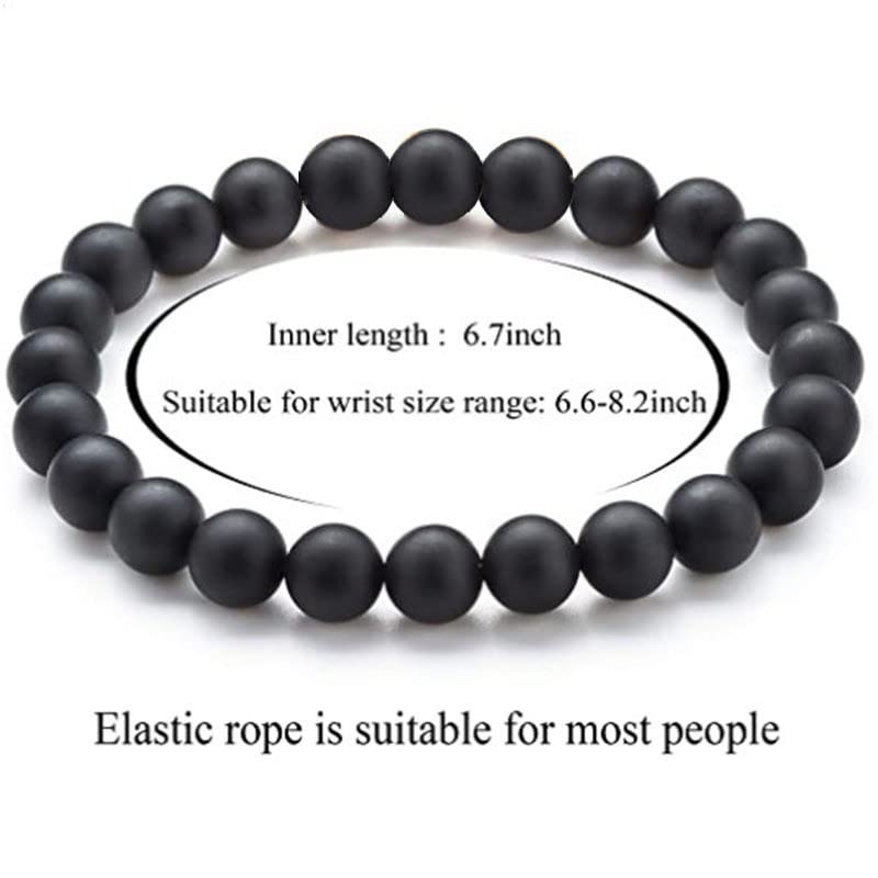 Q&D&S Natural Lava Beads Bracelet for Men Stretch Elastic Bracelets Adjustable Braided Rope Gemstone Bracelets for Women (Style A)