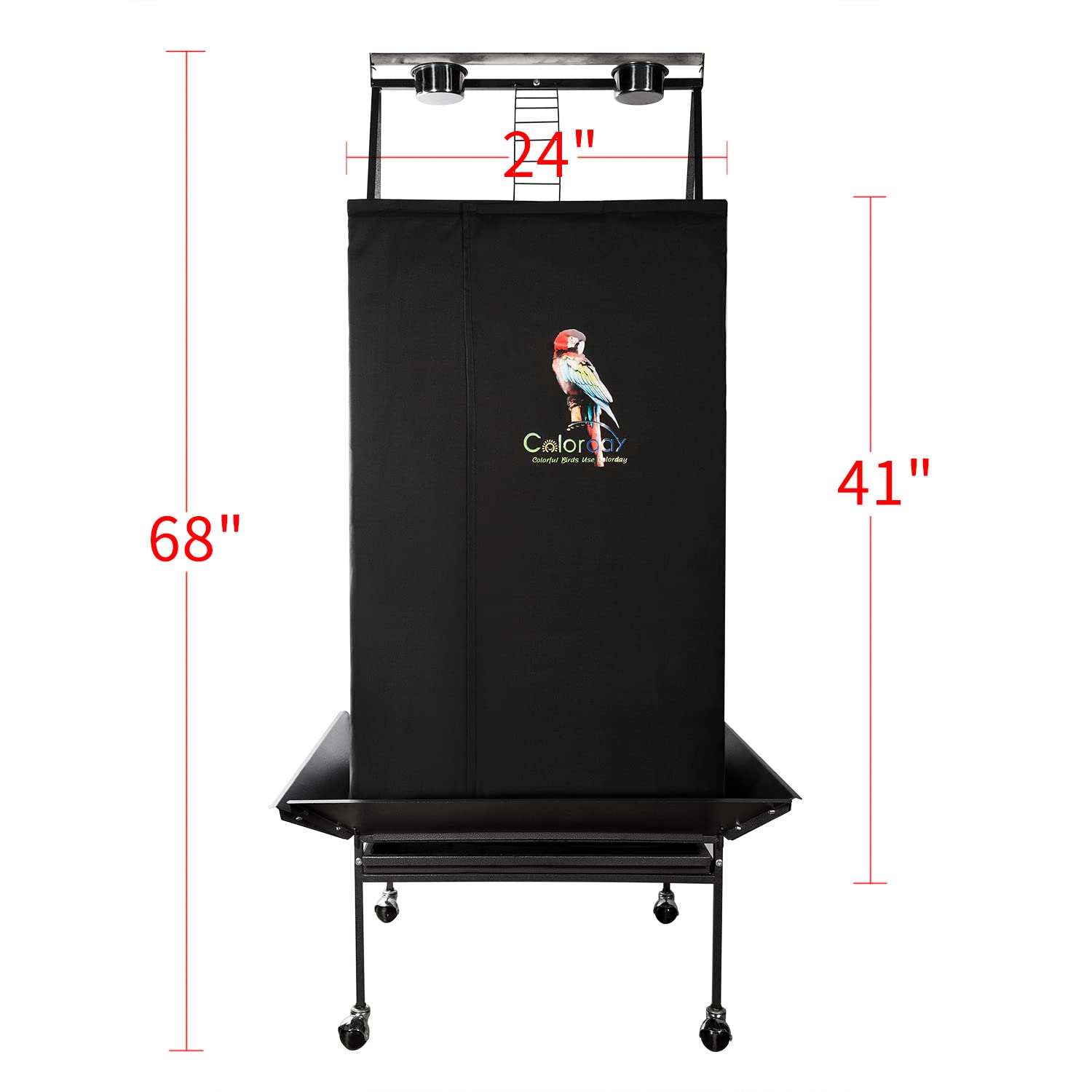 Colorday Good Night Bird Cage Cover for Large Bird Cage with Play Top (Patent Pending), Black 68"