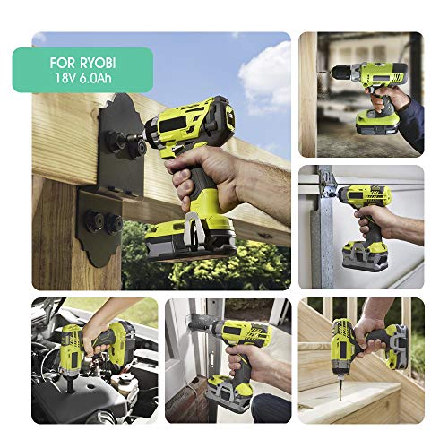 TenHutt 【Upgrade 6.0Ah Lithium Replacement Battery for Ryobi 18V ONE+ Cordless Power Tool Compatible with P102 P103 P104 P105 P107 P108 Lithium Battery
