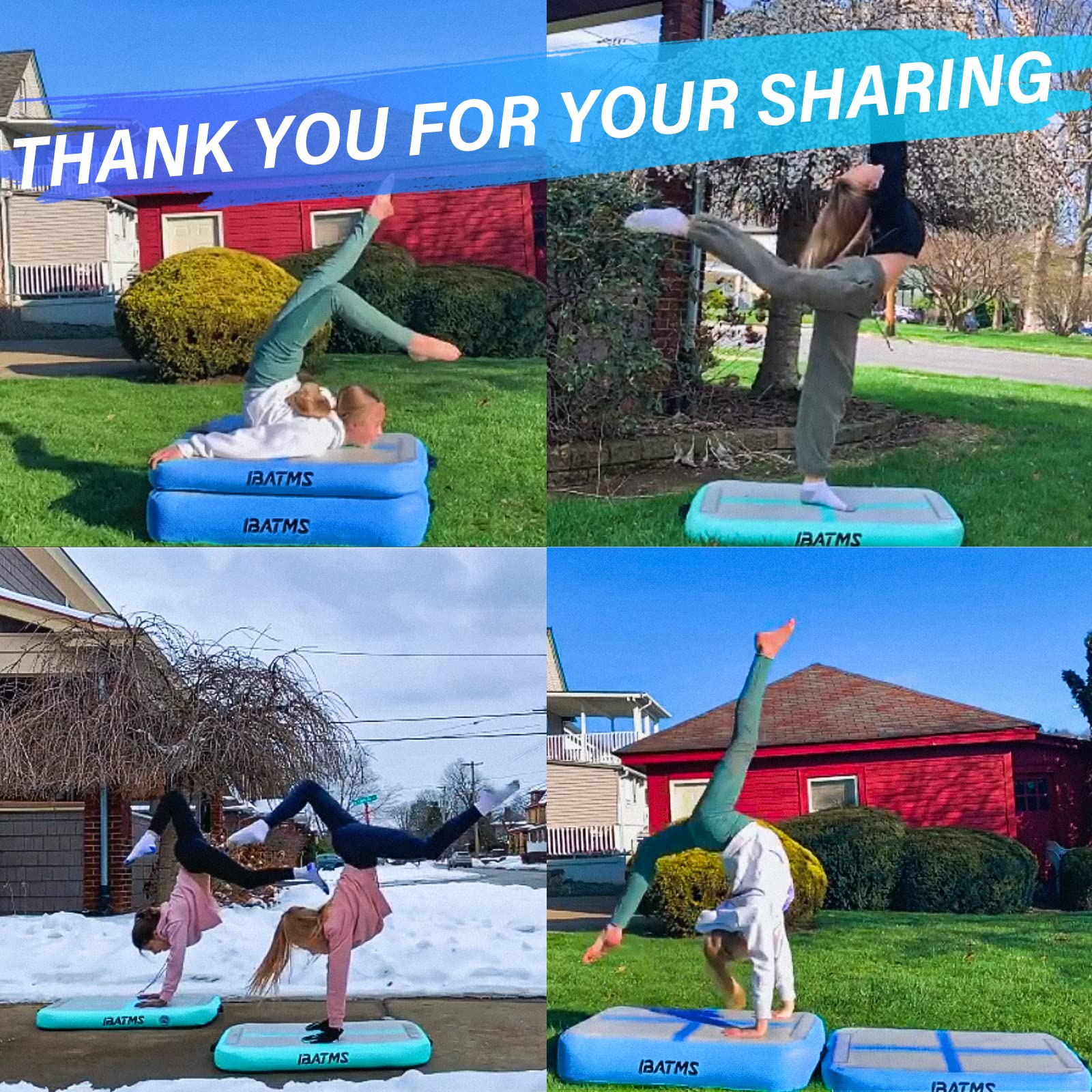 DAIRTRACK IBATMS 3.3ft Inflatable Gymnastics Air Tumbling Mat 8inches Thickness Air Mats for Home Use/Training/Cheerleading with Air Pump