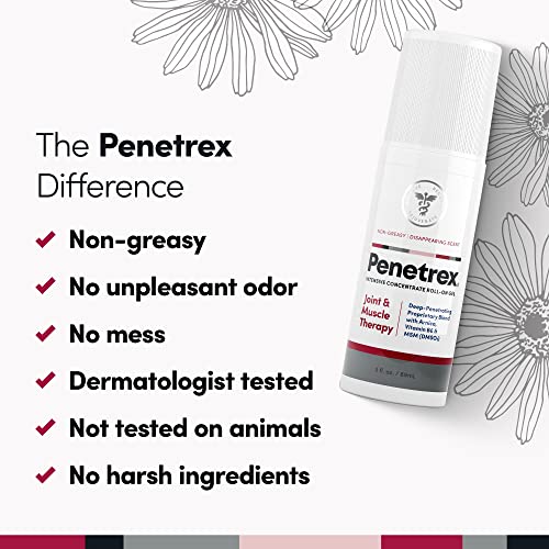Penetrex Joint & Muscle Therapy β Soothing Relief for Back, Neck, Hands, Feet & Nerves β Maximum Strength Premium Whole Body Recovery Rub with Arnica, Vitamin B6 MSM & Boswellia β 3oz Roll On Gel