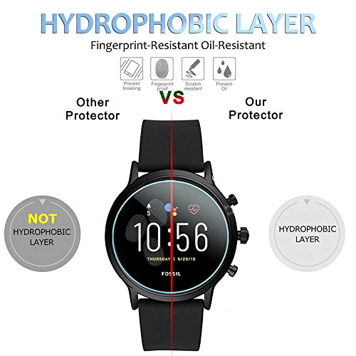Suoman 3-Pack for Fossil Gen 5 Carlyle HR and Fossil Gen 6 Men Women Screen Protector Tempered Glass Smartwatch [2.5D 9H Hardness] [Anti-Scratch]