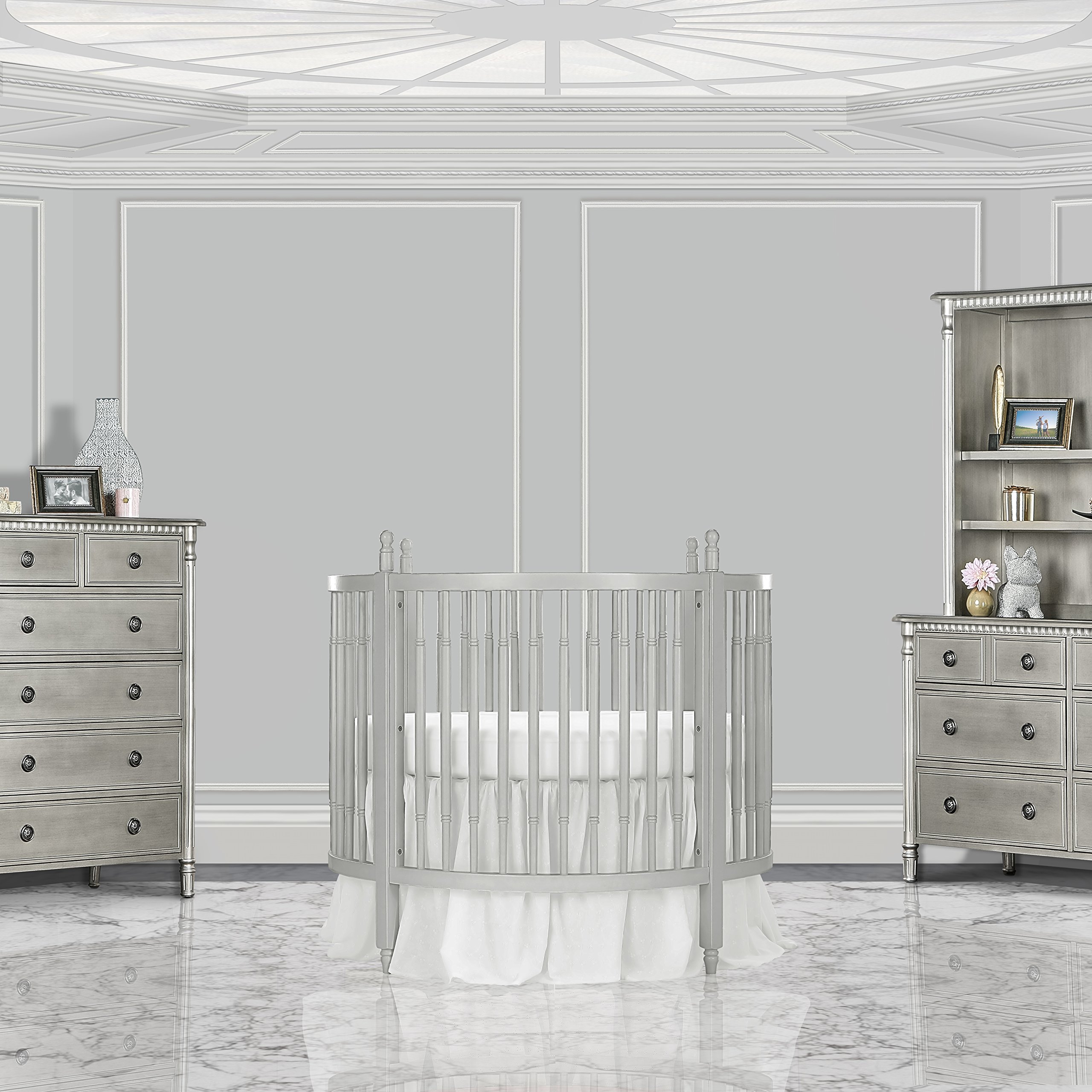 Dream On Me Sophia Posh Circular Crib, Silver Pearl, Full Size , 45.5x45.5x69.5 Inch (Pack of 1)