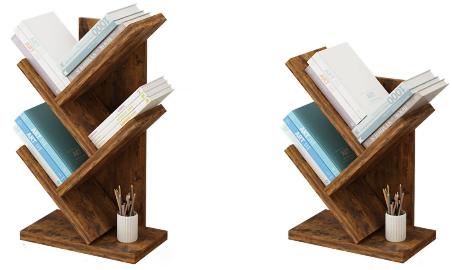 Lydia88 Tree Bookshelf,4-Layer Floor Standing Bookshelf,The Desktop Bookshelf Can Hold Books,Magazines, CDs and Photo Albums,Desktop Organizer,Office Storage Rack Real Wooden Bookshelf