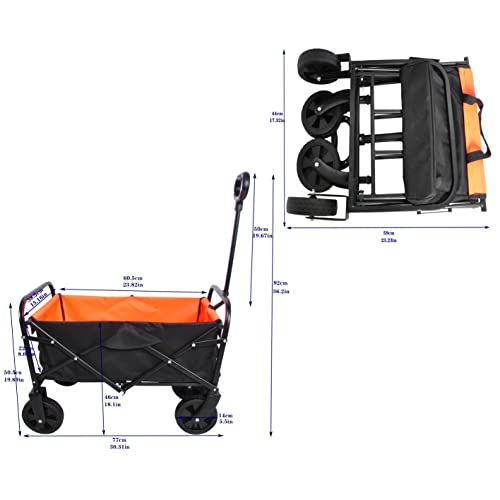 HJRTFLXC Folding cart That Does not Need to be Assembled Station Wagon, Grocery cart (Orange+Black Mini cart) (Black+Orange Mini cart)