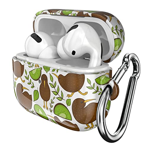Hard Case Compatible with AirPods Pro 2 | AirPods Pro | AirPods 3 gen 2 1 Design Tropical Exotic Hook Cover Portable Protective Cute with Keychain Earpods Shockproof Kiwi Bird Plastic Fruits