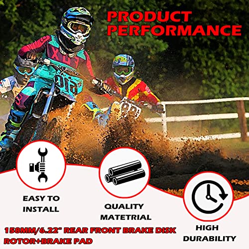 PRO BAT 158mm/6.22" Rear Front Brake Disk Rotor+Brake Pad for 50cc 70cc 90cc 110cc 125cc Chinese Quad Taotao Boulder B1 Coolster 3050HD ATV Kids Four Wheeler