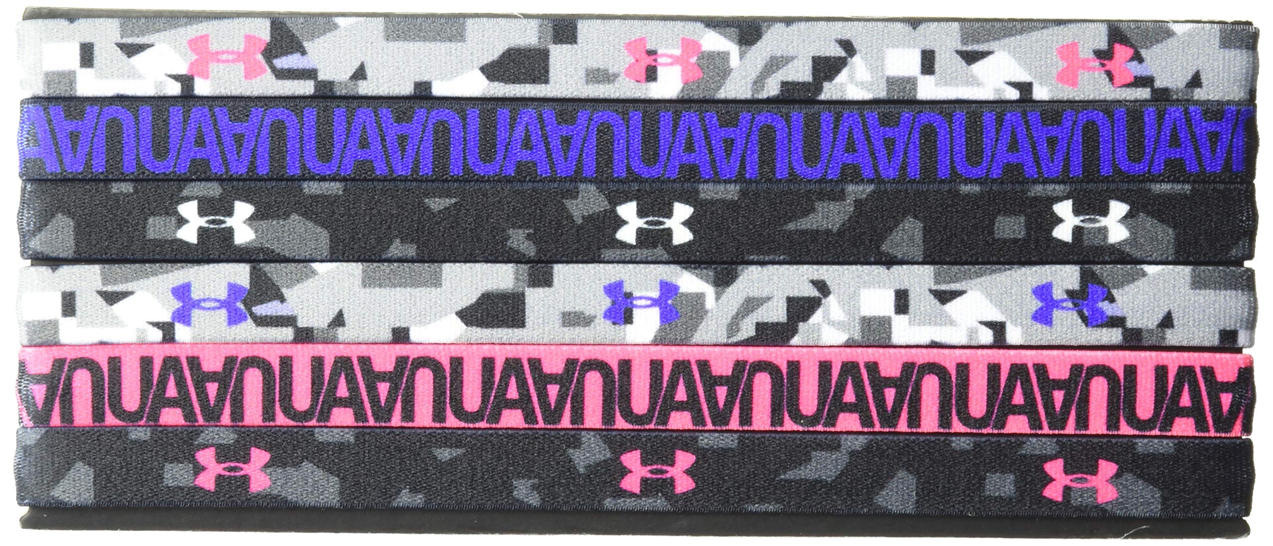 Under Armour Girls' Graphic Headbands 6-Pack, Black (011)/Penta Pink, One Size Fits All