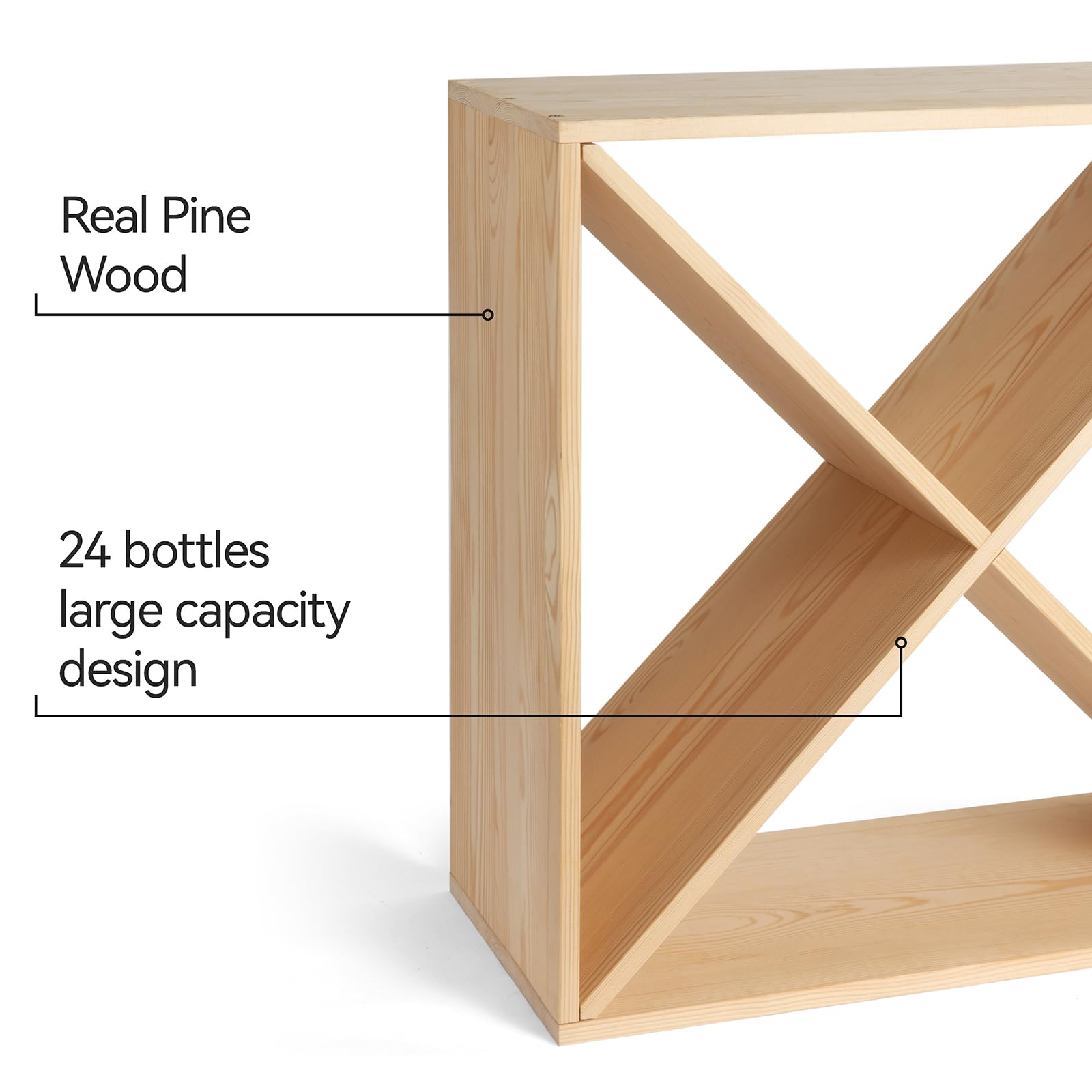 Dreamall 24 Bottle Wine Racks Solid Wood Stackable Storage Rustic Retro Cube Wooden Wine Rack Wine Cabinet Kitchen Decor Wood Display,Natural