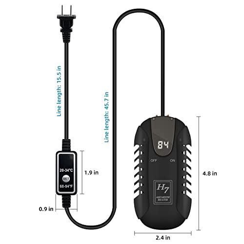 Hoosel Small Submersible Aquarium Heater, 50W Betta Fish Tank Heater with Electronic Thermostat Adjustable LED Digital Temperature Display