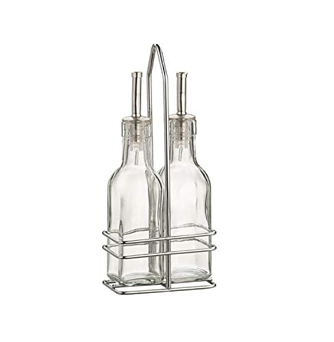 Crate & Barrel 2-Piece Oil & Vinegar Cruet Set: one of each style. 4.5"Wx2.5"Dx9.5"H