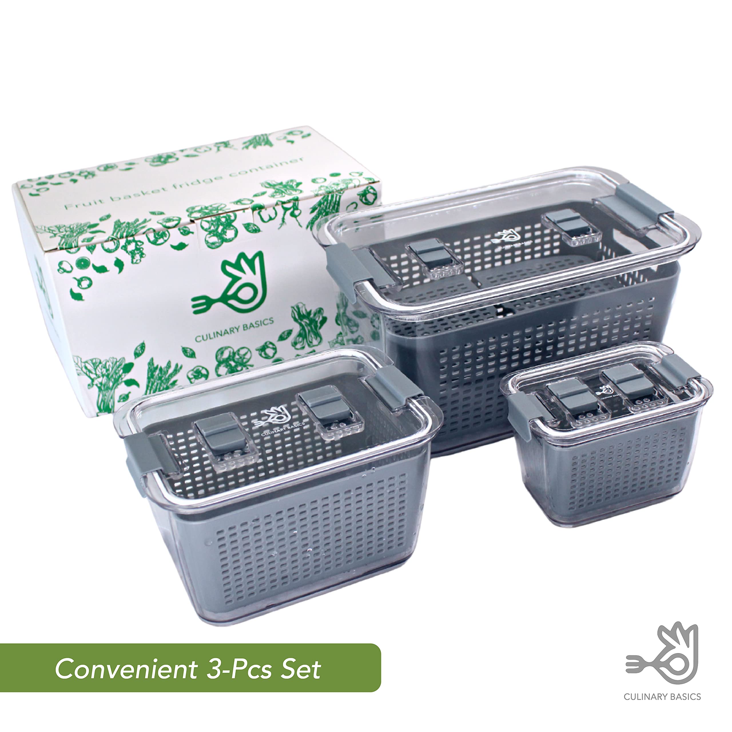 Fruit Storage Containers for Fridge Produce Saver Container for Refrigerator Vegetable Lettuce Keeper Organizer Food Berry Bin with Lid