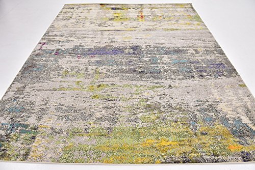 Unique Loom Chromatic Collection Modern Rustic & Vibrant Abstract Area Rug for Any Home Décor, 8 ft x 10 ft, Beige/Gray