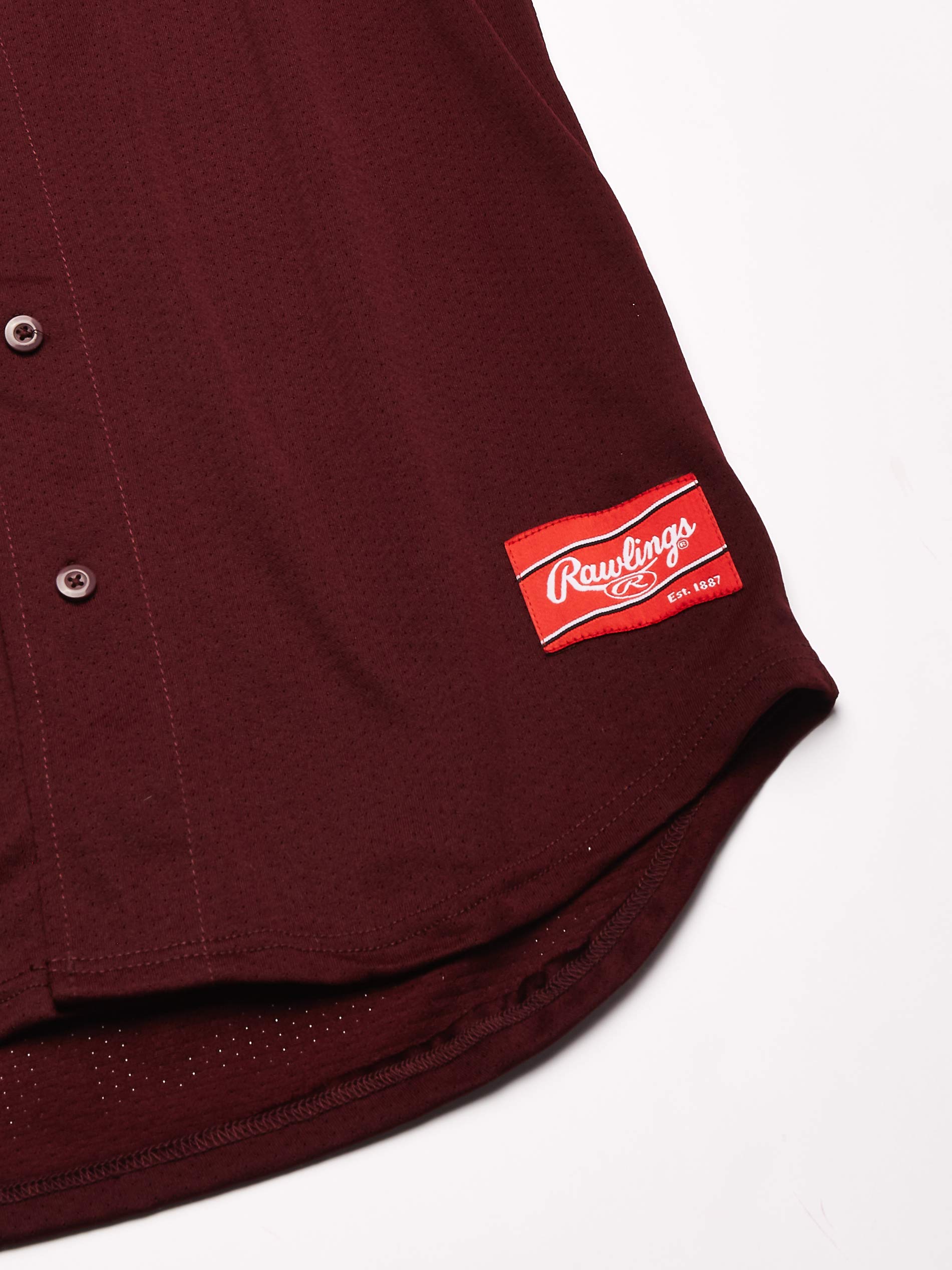 Rawlings Men's Full Button RBJ167 Jersey , Maroon, Large
