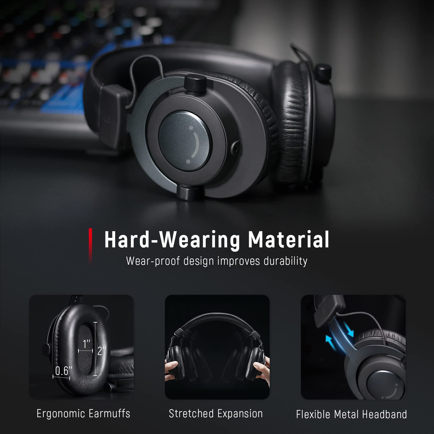 FIFINE USB Studio Recording Microphone 3.5mm/6.35mm Monitor Headphones for Podcast, Computer Mic with Mute Button, Four Pickup Patterns for Vocals ASMR, Black Headphones (K690+H8)