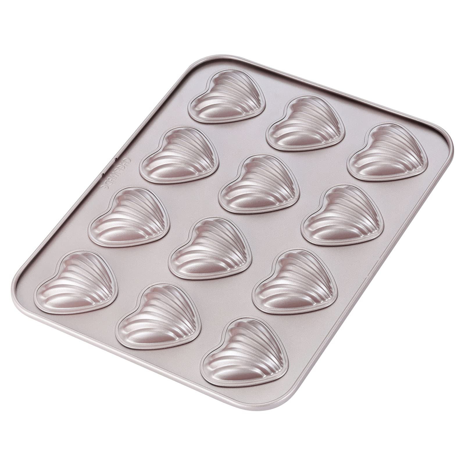 CHEFMADE Madeleine Mold Cake Pan, 12-Cavity Non-Stick Spherical Shell Madeline Bakeware for Oven Baking (Champagne Gold)