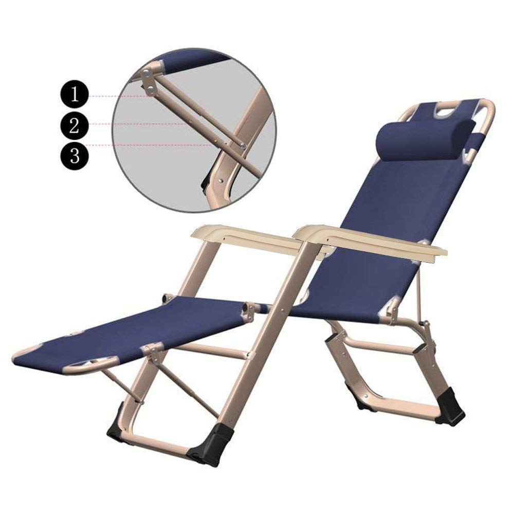 Livebest Folding Lounge Chair Set of 2 Patio Chaise Lounge Chairs, Lay Flat Sun Lounger for Outdoor Patio Lawn Beach Pool Deck Sunbathing, Camping,Supports 300lbs,Dark Blue(2 Pack)