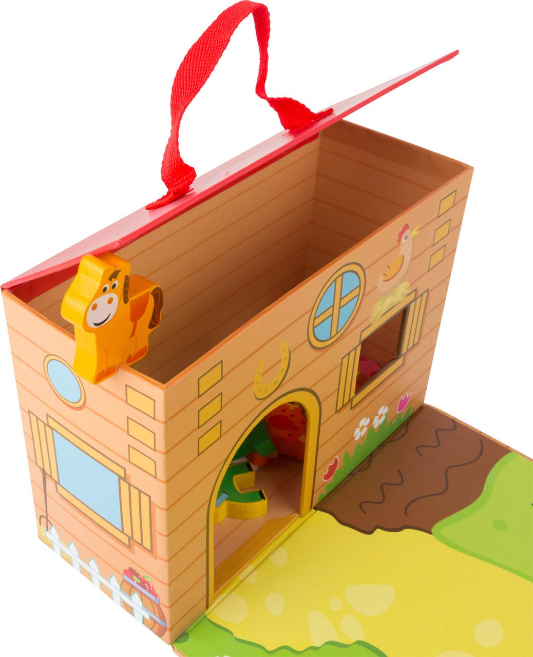 Small Foot Wooden Toys Farm Themed playworld in a Carrying case Designed for Children 3+, Multi (11111)
