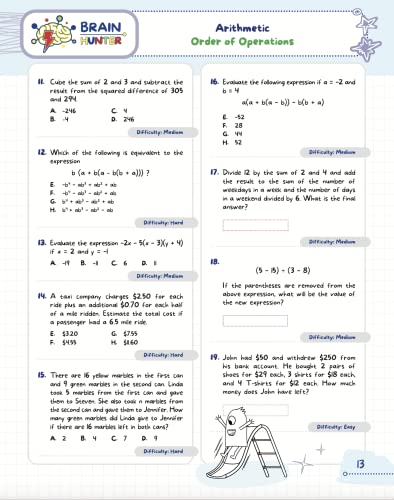 Math Practice Workbook Grades 6-8: 1000+ Questions You Need to Kill in Middle School by Brain Hunter Prep (Arithmetic, Algebra, Geometry, Measurement, ... more in Kill It Series by Brain Hunter Prep)