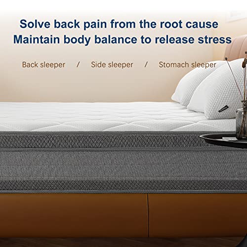 Queen Mattress, MOLBLLY 12 Inch Cooling-Gel Memory Foam and Individually Pocket Innerspring Hybrid Queen Bed Mattress in a Box, CertiPUR-US Certified,60β*80β, Medium Firm