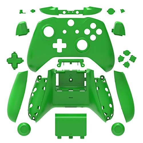 SN-RIGGOR Replacement Housing Full Shell Set Full Buttons Set Faceplates ABXY Buttons RB LB Bumpers for Xbox One S Slim Controller (3.5 mm Headphone Jack) S Controller Repair Parts (Green)