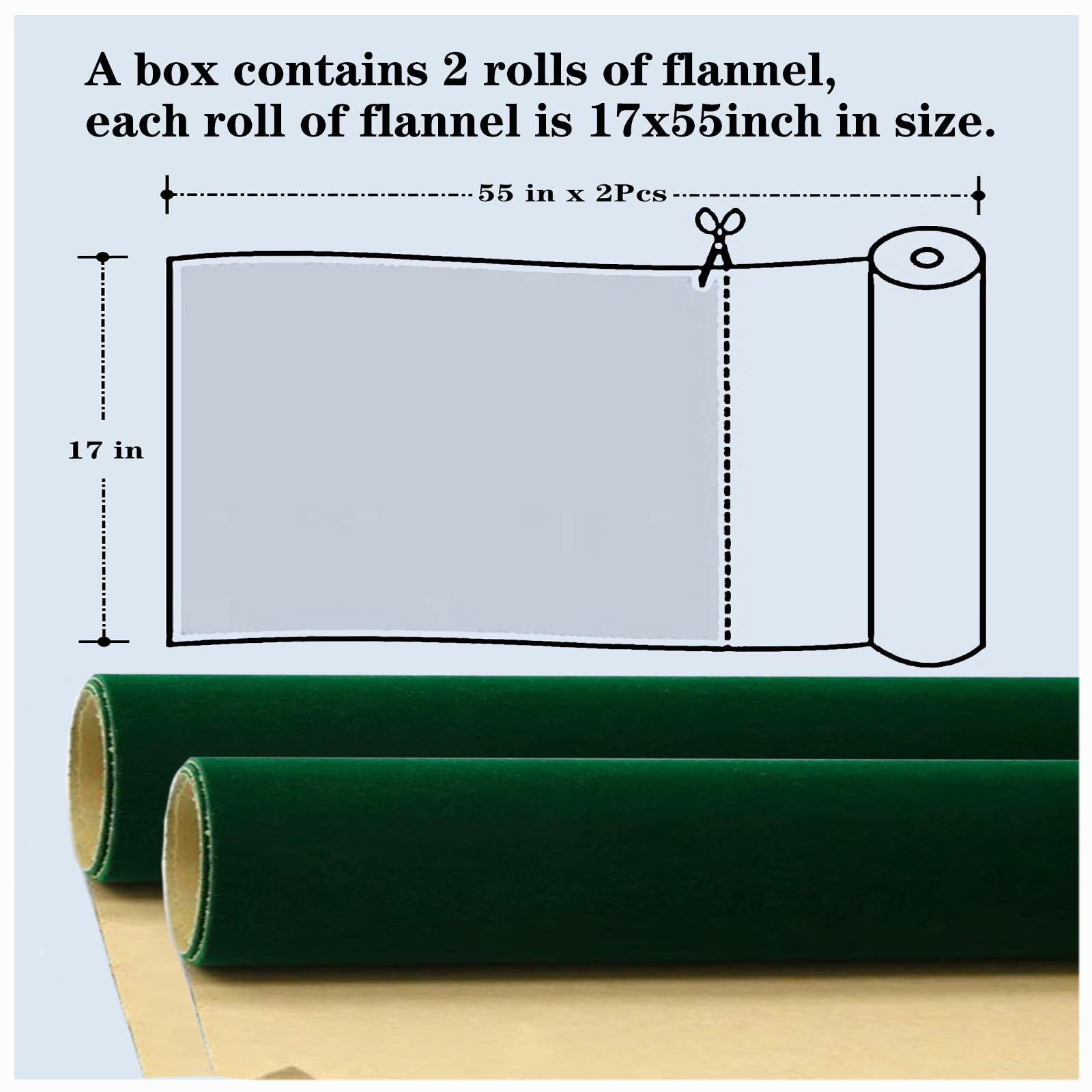 Cokosing Self Adhesive Felt Fabric, Soft Velvet Drawer Liner, DIY Velvet Fabric for Art & Crafts, Jewelry Box Felt Liner(17"*55"Green-2Pcs)