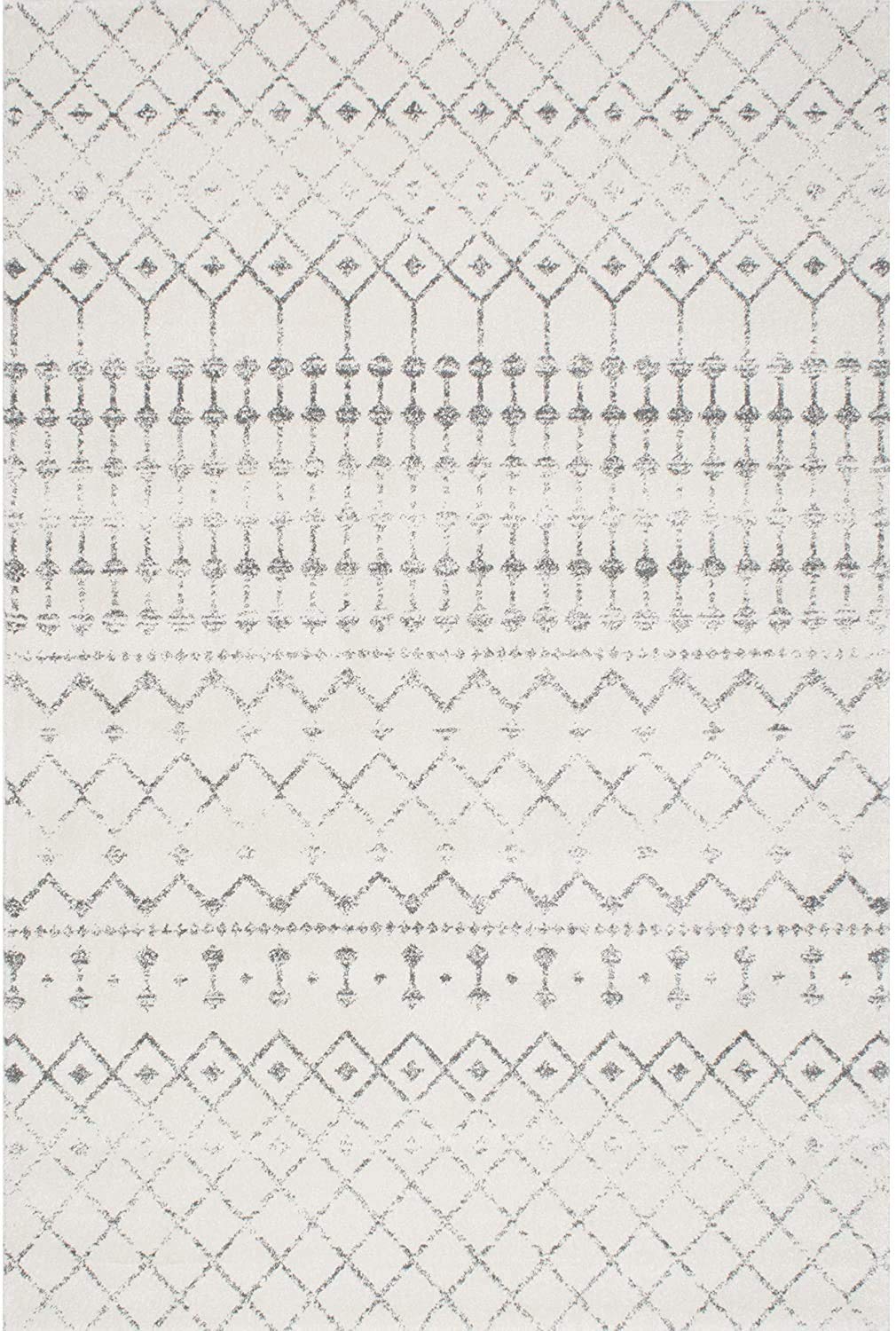 nuLOOM 7x9 Moroccan Blythe Area Rug, Grey, Faded Bohemian Design, Stain Resistant, For Bedroom, Dining Room, Living Room, Hallway, Office, Kitchen, Entryway