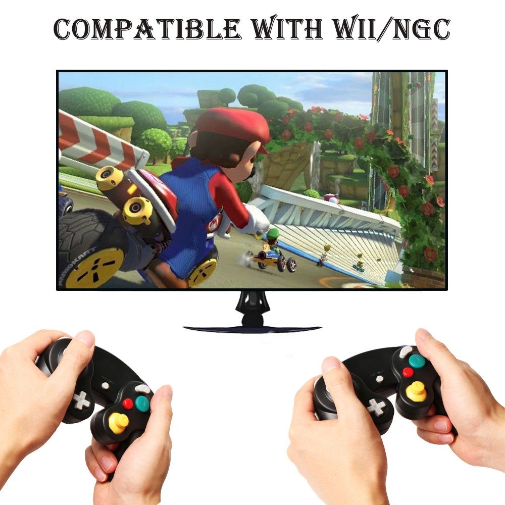 Reiso 2 Packs NGC Controllers Classic Wired Controller for Wii Gamecube (Light Orange and Green)