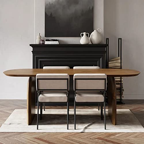 homary 70.9" Japandi Dining Table for 6, Modern Solid Wood Top Oval Table for Dining Room, Kitchen, Living Room