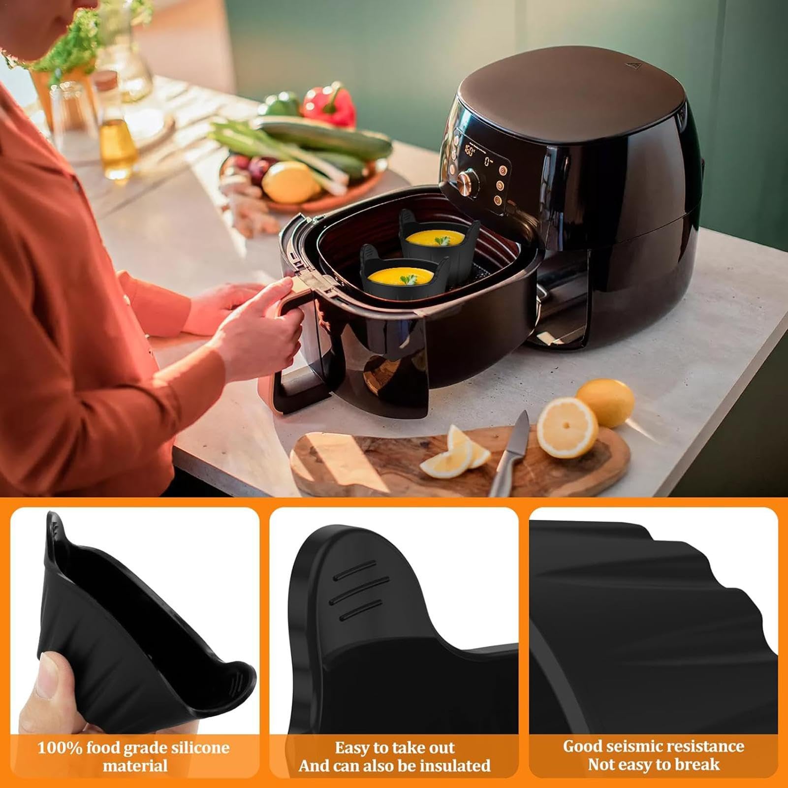 EsEico Silicone Egg Poacher Cups - 3 PCS Reusable Egg Poaching Cups | Nonstick Egg Poaching Cups | Air Fryer Egg Mold | Silicone Egg Cooker | Heat-resistant Egg Cup For Kitchen, Red gray blue 3pcs
