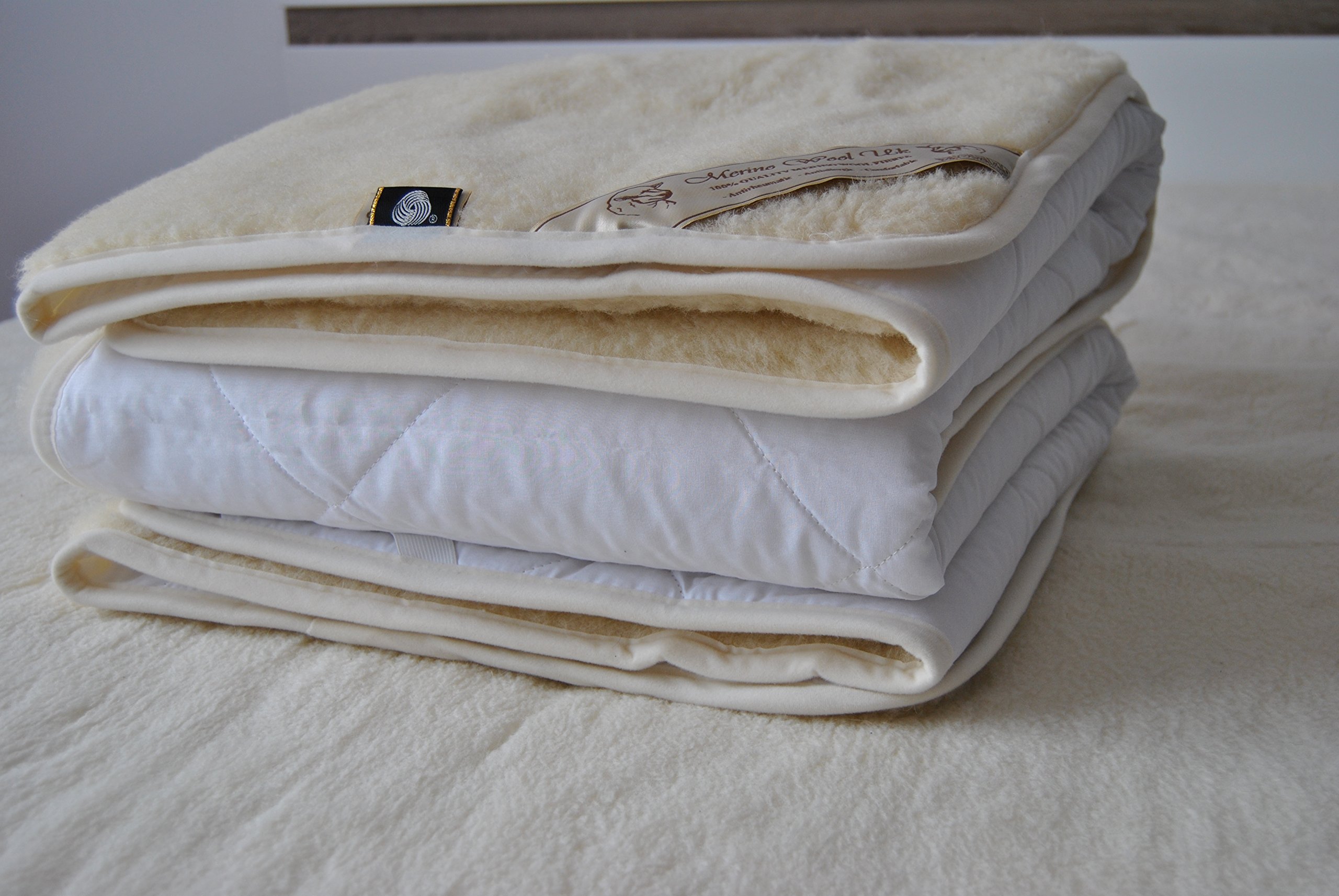 Luxury & Warm ! Reversible Mattress Topper/Pads, 100% Merino Wool Underblanket (King 79" x 79")