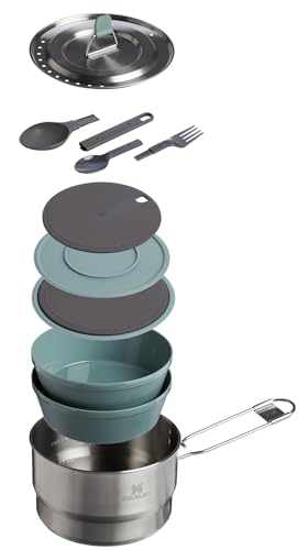 Stanley Wildfare Go 14-Piece Two Bowl Prep & Cook Set | 1.65 qt Saucepan with Fold & Lock Handle | Camping Essentials for Your Camp Kitchen