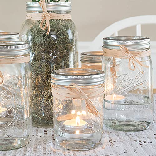 Stonebriar Long Burning Tea Light Candles, 6 to 7 Hour Extended Burn Time, White, Unscented, Bulk 200-Pack (SM-TL200) & 35 Hour Long Burning Unscented Pillar Candles, 3x4, Ivory