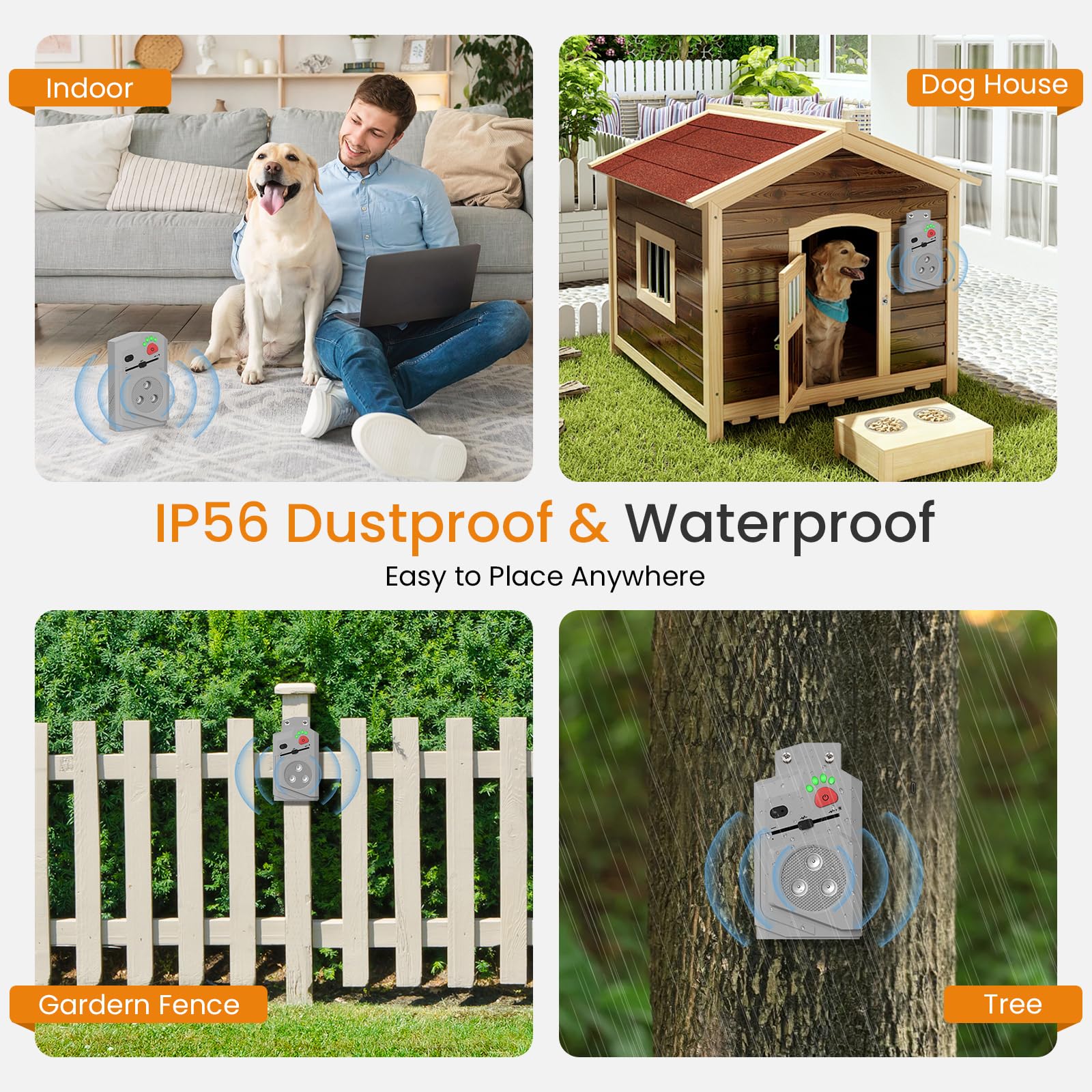Honey Paws Anti Barking Device for Dogs, Dog Bark Deterrent Devices 50ft Range, Behavior Aid, Stop Barking Dog Devices with 3 Modes, Barking Silencer Indoor & Outdoor, Rechargeable