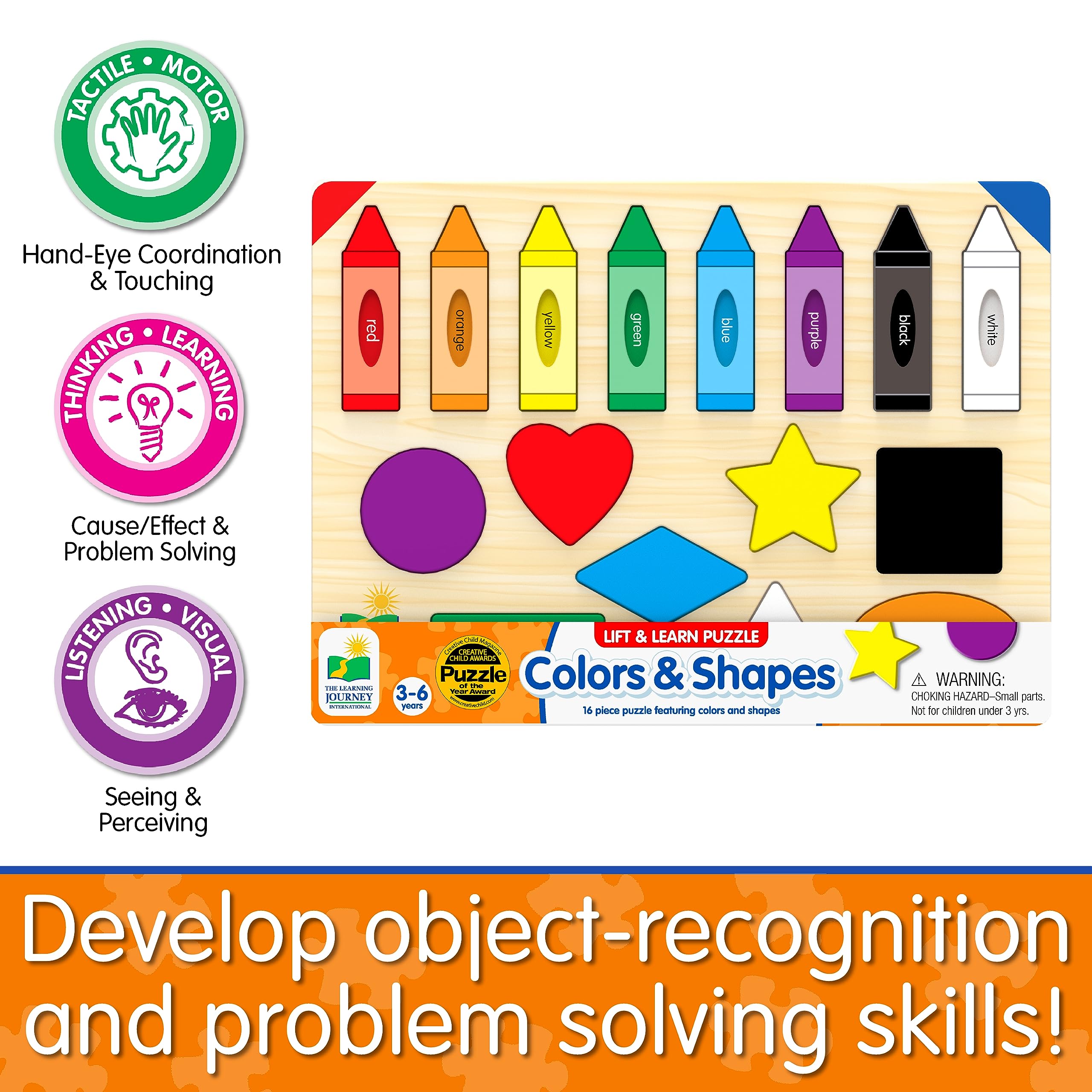 The Learning Journey: Lift & Learn Puzzle Colors & Shapes β Preschool Toys & Activities for Children Ages 3 and Up β Award Winning Educational Toy